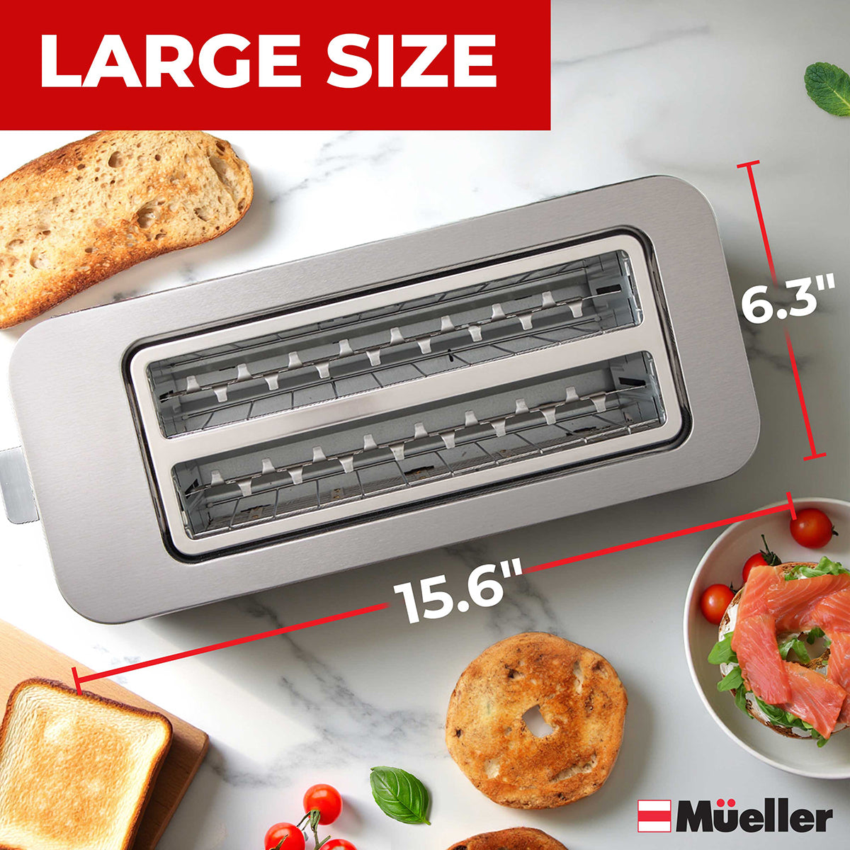 4 Slice Long Slot Stainless Steel Toaster | Mueller – Mueller Home